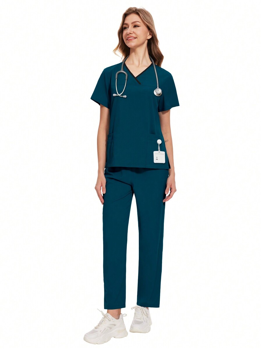 Hospital Working Scrubs Set Operating Room Scrubs Uniform Top+Pants ...