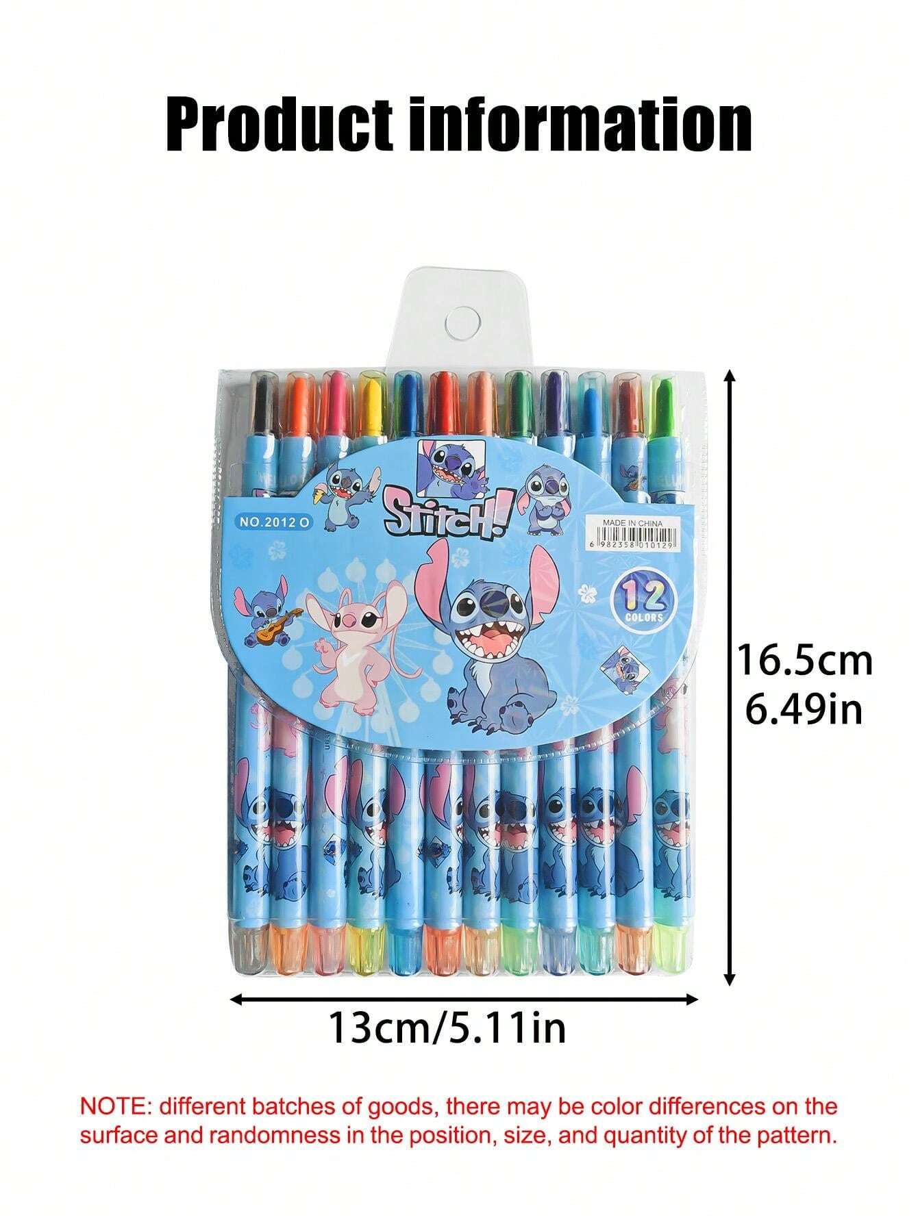 Disney Lilo & Stitch Stitch Cute Cartoon Rotating Crayons 12 Colors ...