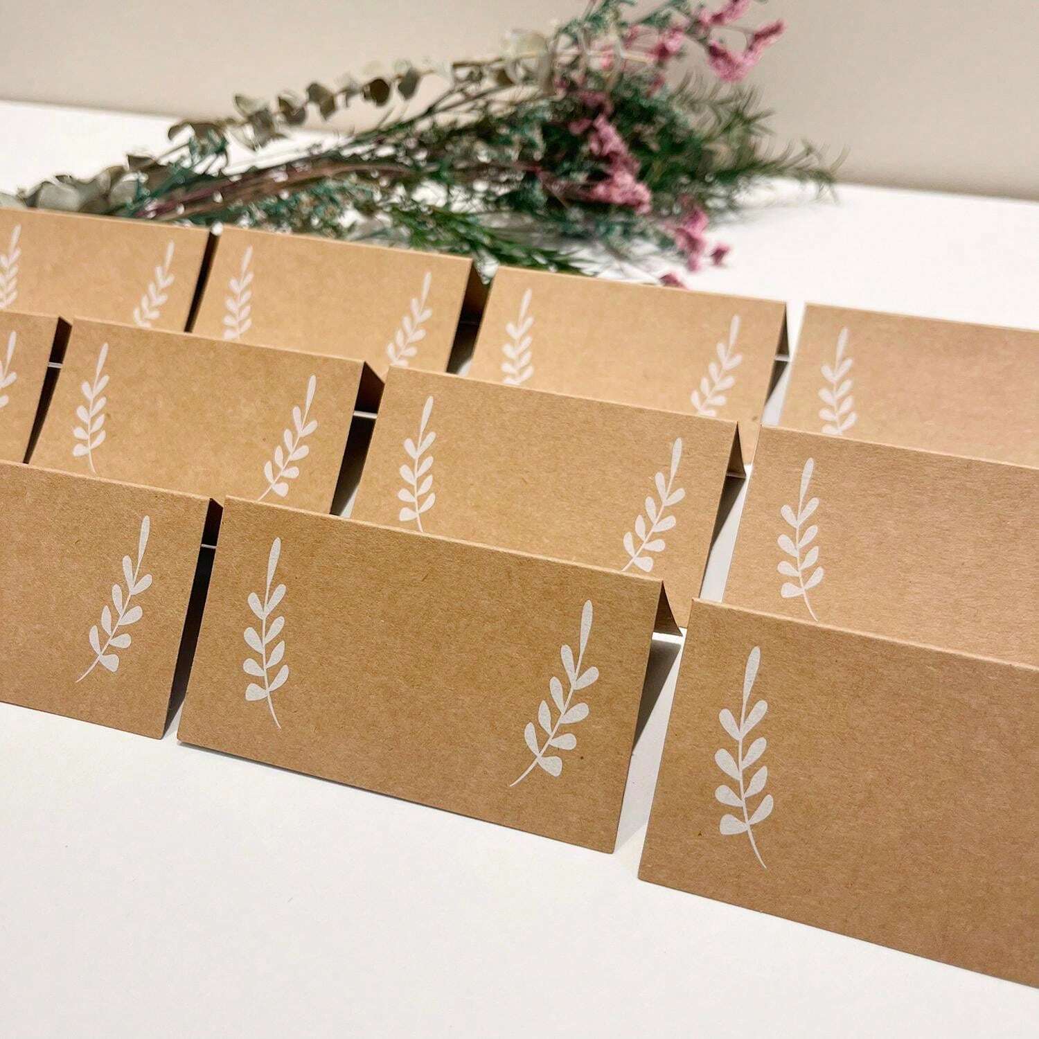 50 Pack Vintage Style Place Cards , White Bay Leaf Card For Table ...