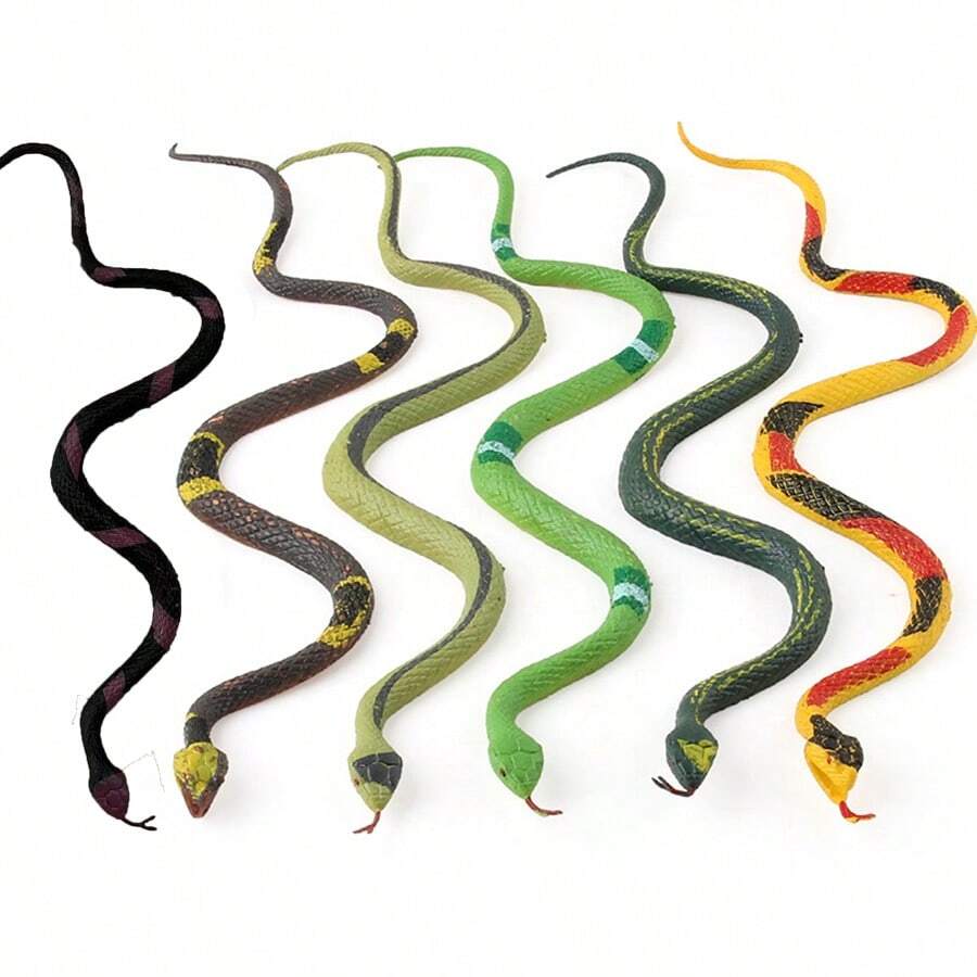 6 Pieces Realistic Rubber Snakes Set - Assorted Colorful Fake Snake ...