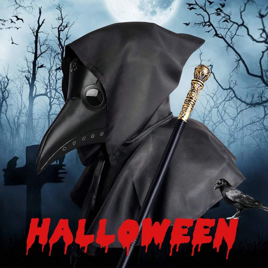 Halloween Plague Doctor Mask Costume Set Steampunk Gothic Retro Cosplay ...