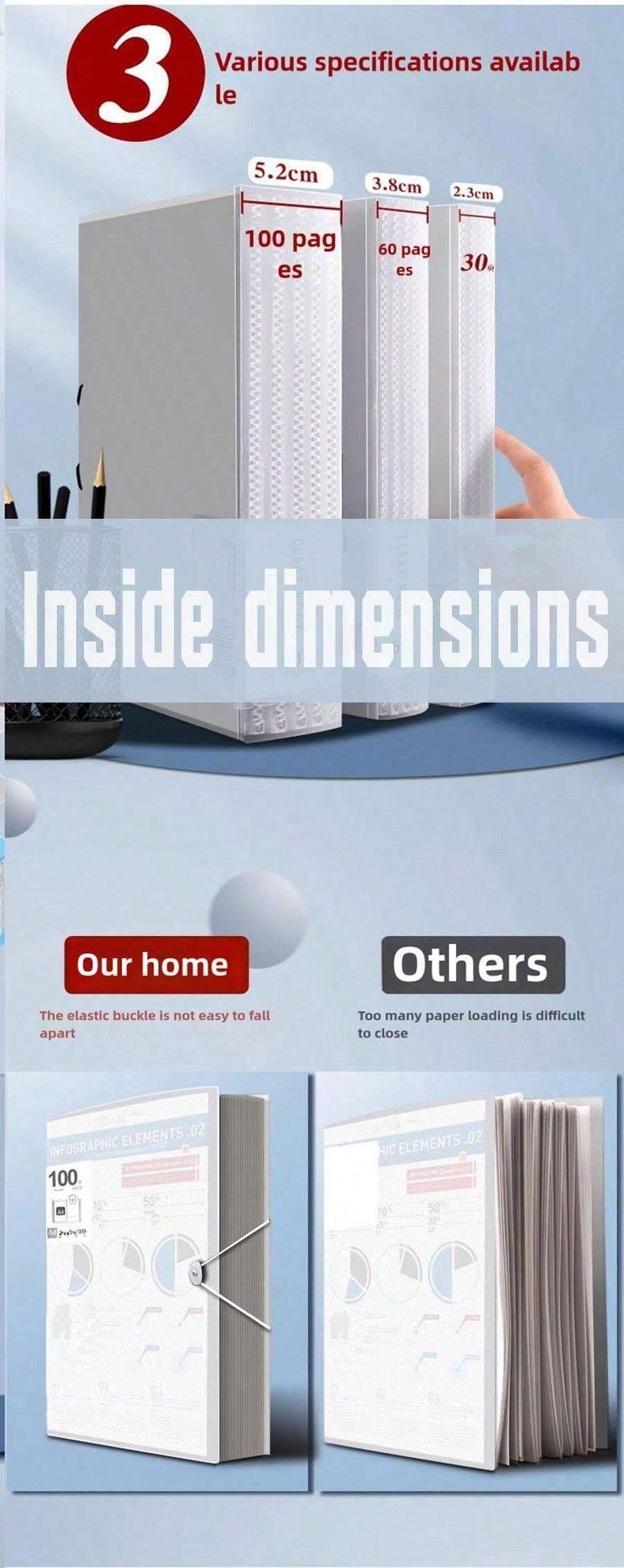 A4 Transparent File Folder, 60pcs Clear Pages Inside, Document ...