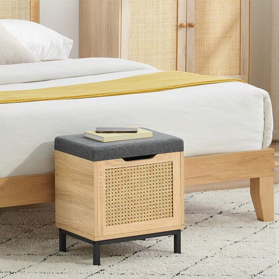 Rattan 16in Storage Chest,Storage Bench,Entryway Bench With Sorage Box ...