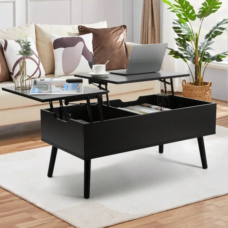 VOWNER Lift Top Coffee Table, Double Lifting Coffee Table, Hidden ...
