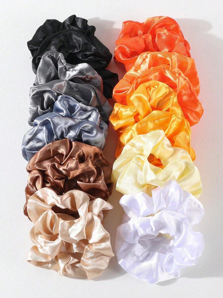 30 Pcs Random Color Satin Scrunchies Hair Ties For Girls, Elastic Hair ...