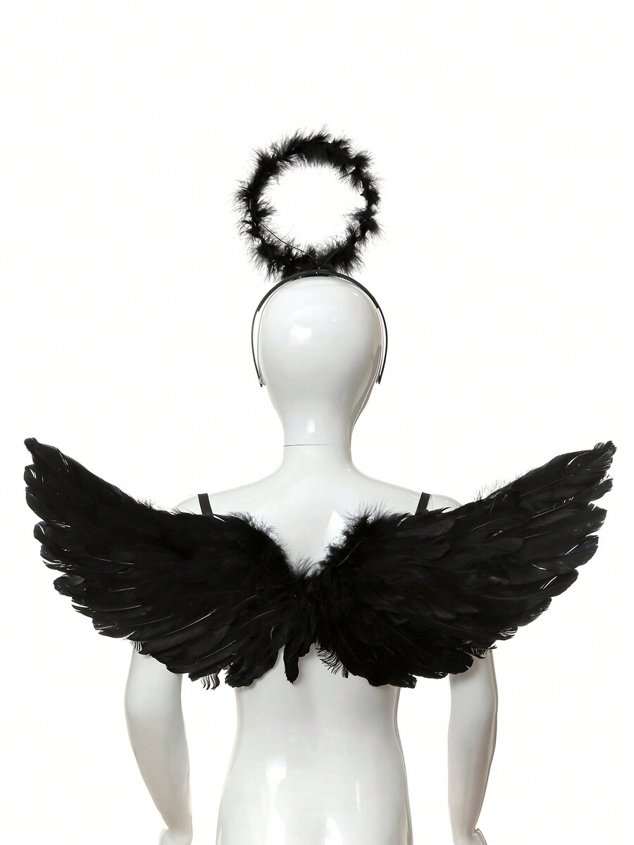 2pcs/Set Carnival/Halloween Angel & Devil Feather Wing Set, Carnival ...