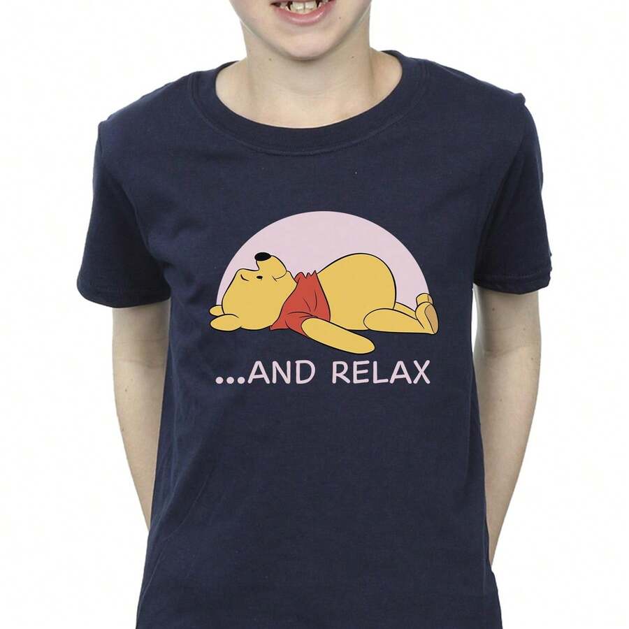 Disney Boys Winnie The Pooh Relax T-Shirt (Navy Blue) | SHEIN USA
