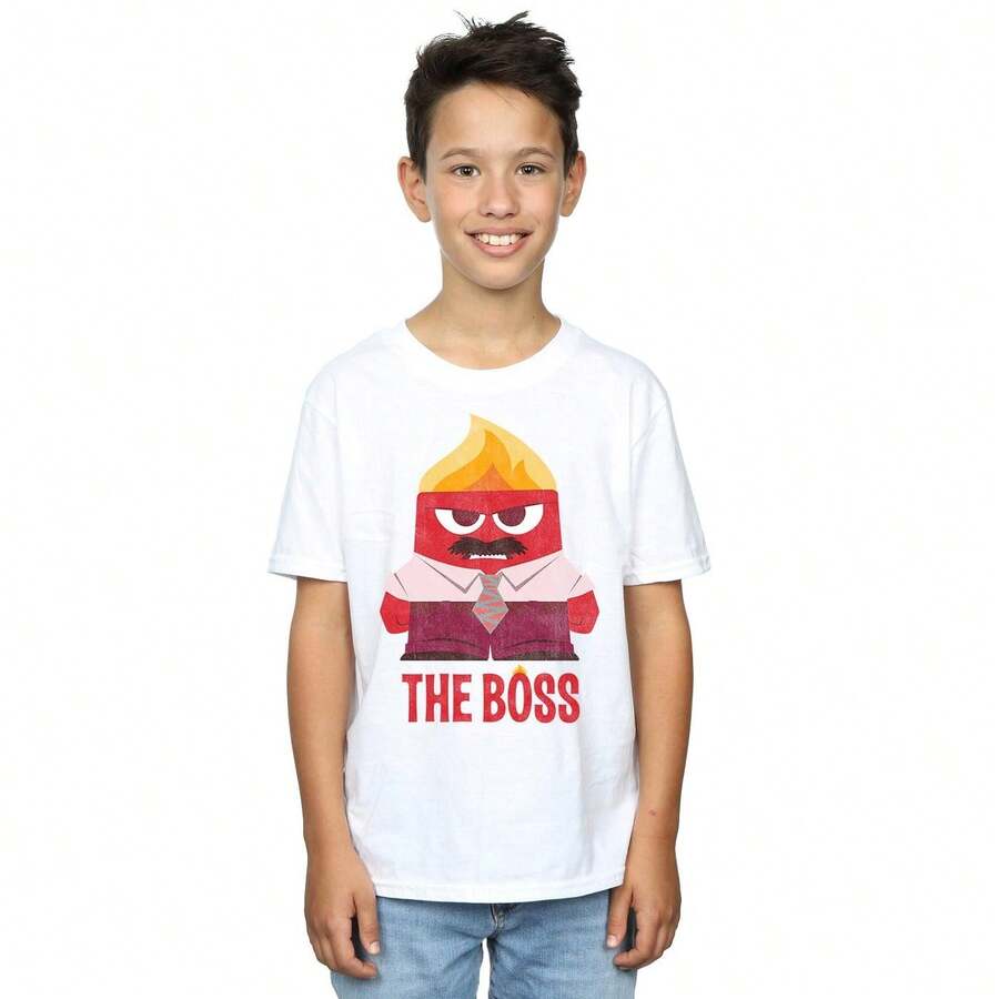 Disney Boys Inside Out Anger The Boss T-Shirt (White) | SHEIN USA