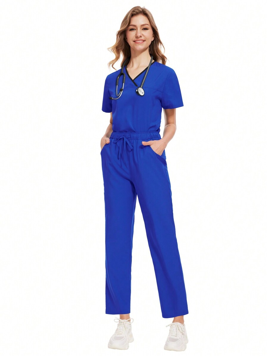 Hospital Working Scrubs Set Operating Room Scrubs Uniform Top+Pants ...