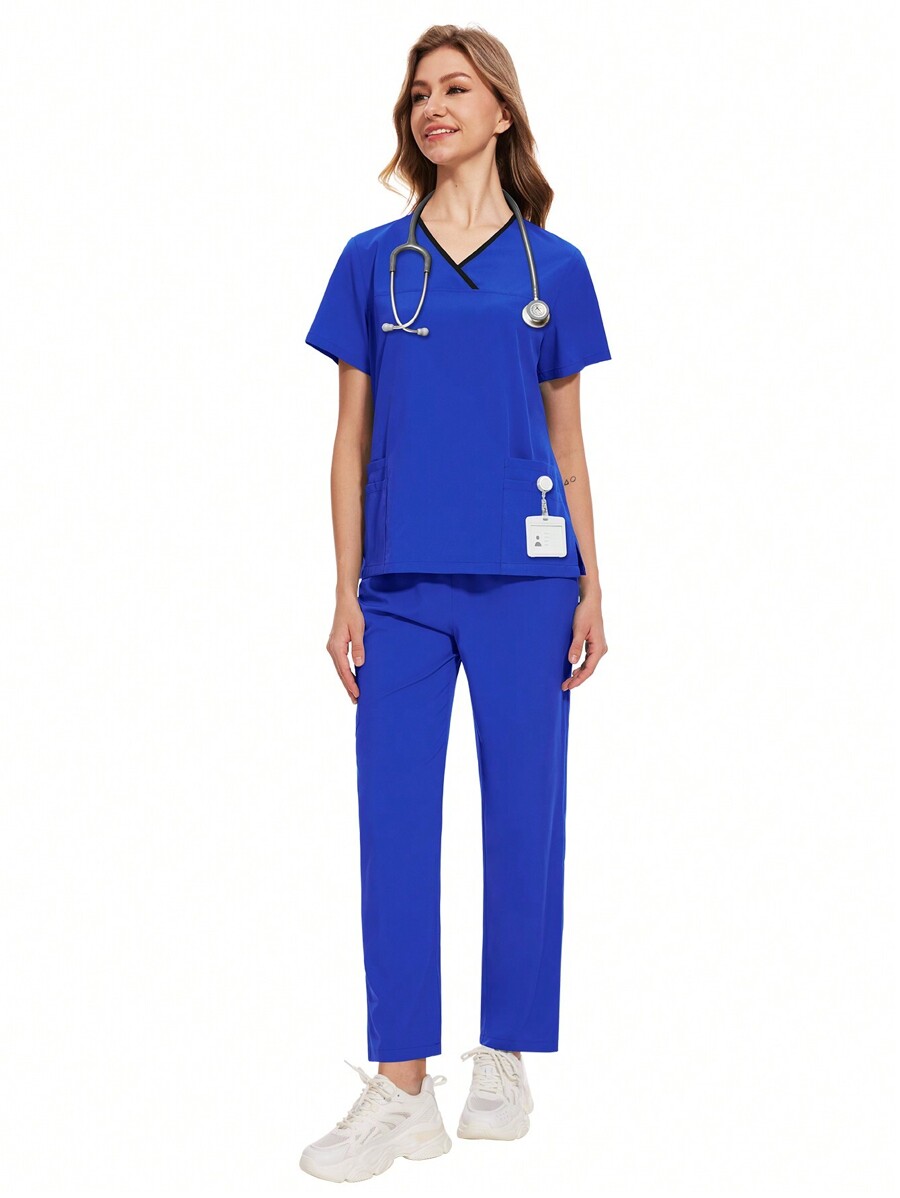 Hospital Working Scrubs Set Operating Room Scrubs Uniform Top+Pants ...