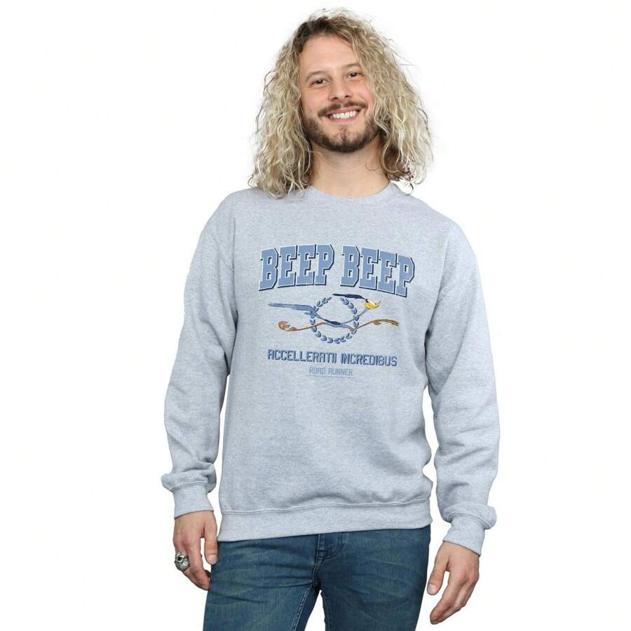 LOONEY TUNES Mens Road Runner Beep Beep Sweatshirt (Sports Grey ...