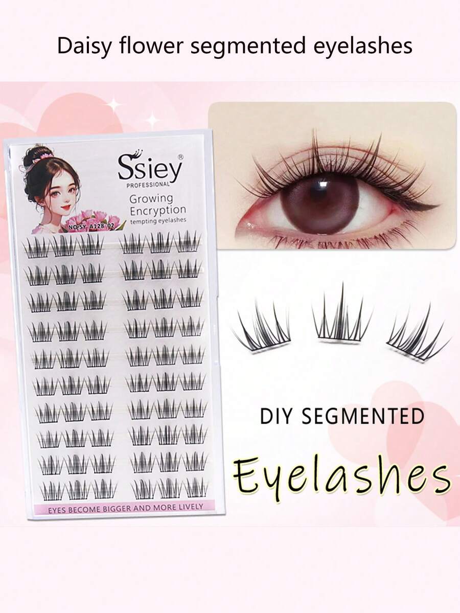 60 Bunches 3D C Curl Natural Segmented Eyelash Extensions, Mixed Curly ...