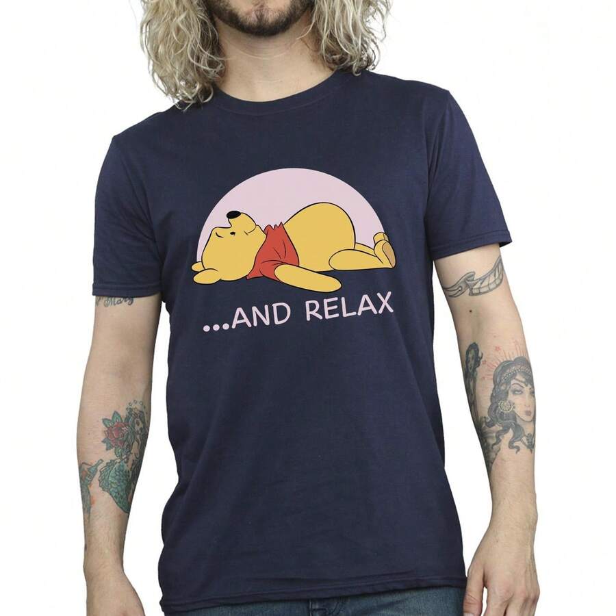Disney Mens Winnie The Pooh Relax T-Shirt (Navy Blue) | SHEIN USA