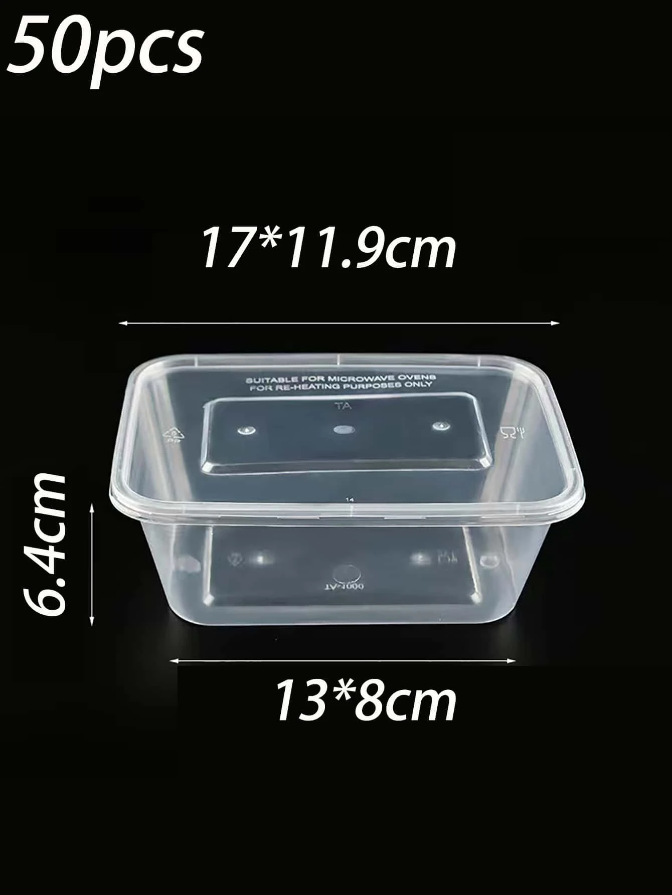 50pcs Transparent Fruit Carry Out Boxes Disposable Salad Meal Cake ...