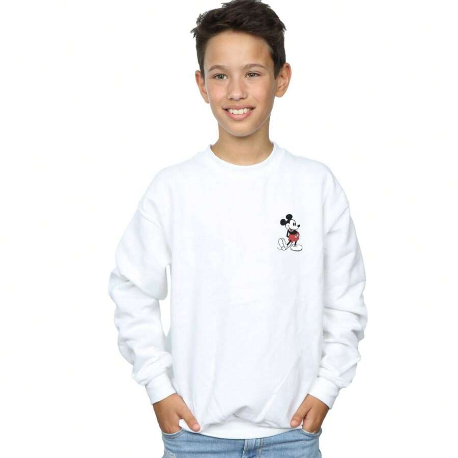 Disney Disney Boys Mickey Mouse Kickin Retro Chest Sweatshirt (White ...