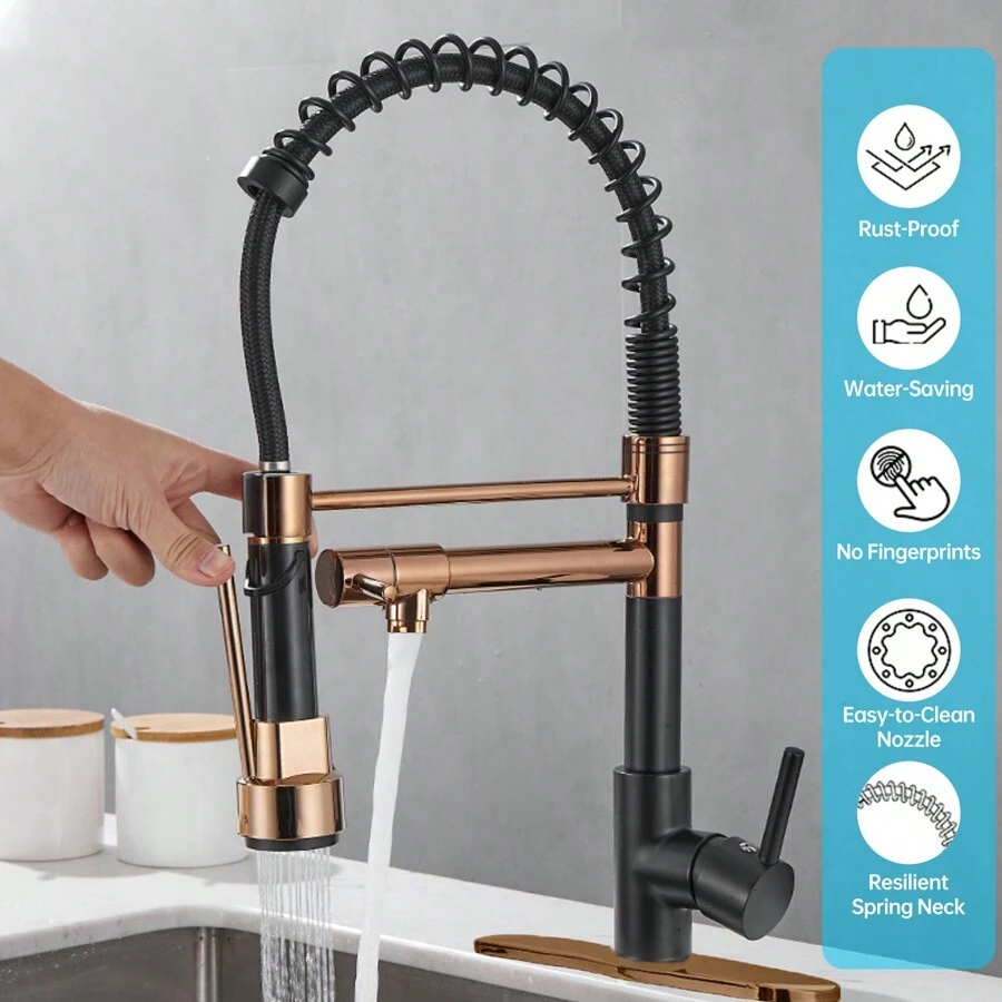 Multifunctional Spring Rotating Faucet, Hot And Cold Dual-Outlet Sink ...