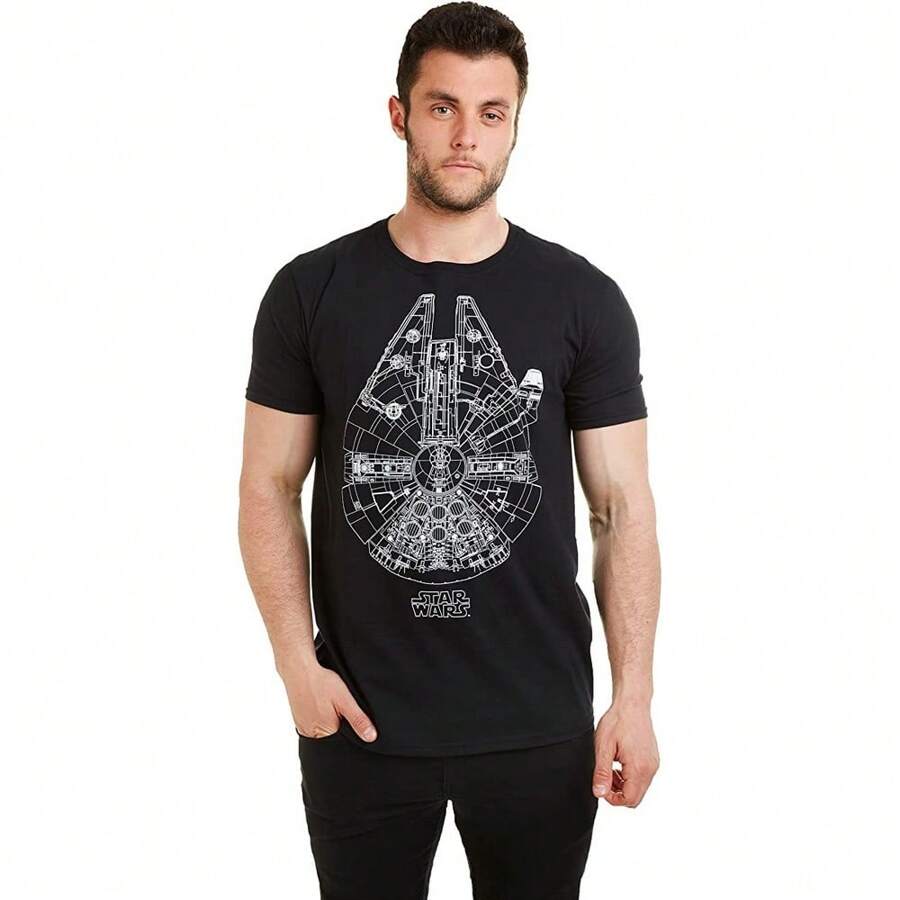 Star Wars Mens Millennium Falcon T-Shirt (Black) | SHEIN USA