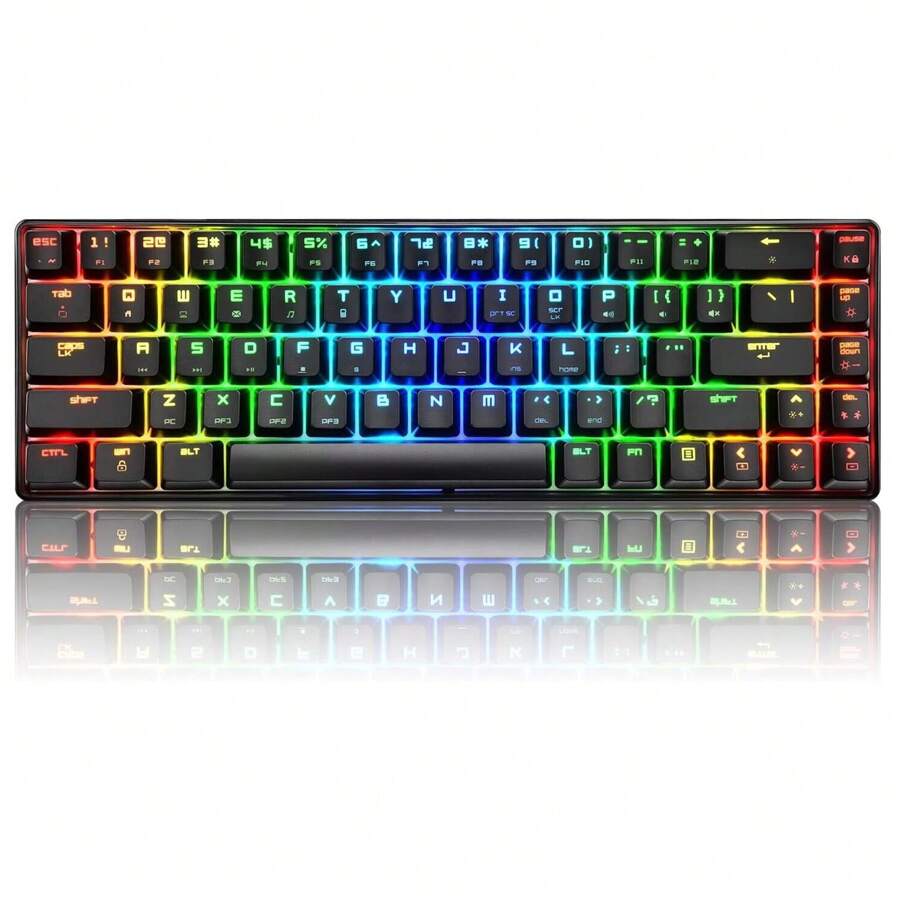 Wired Mechanical Gaming Keyboard RGB Backlit 68 Keys Anti-Ghosting For ...