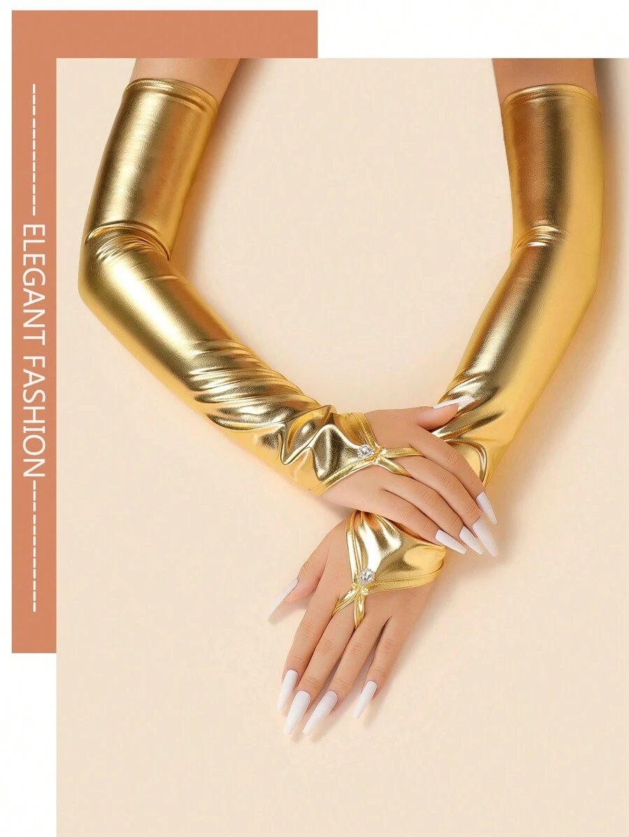 1 Pair Sexy Cosplay Shiny Lacquered Skin-Tight Party Finger Elbow ...
