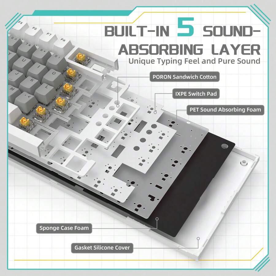 ATTACK SHARK Attack Shark Ajazz AK820 75% Mechanical Keyboard With Knob Hot Swappable Custom ...