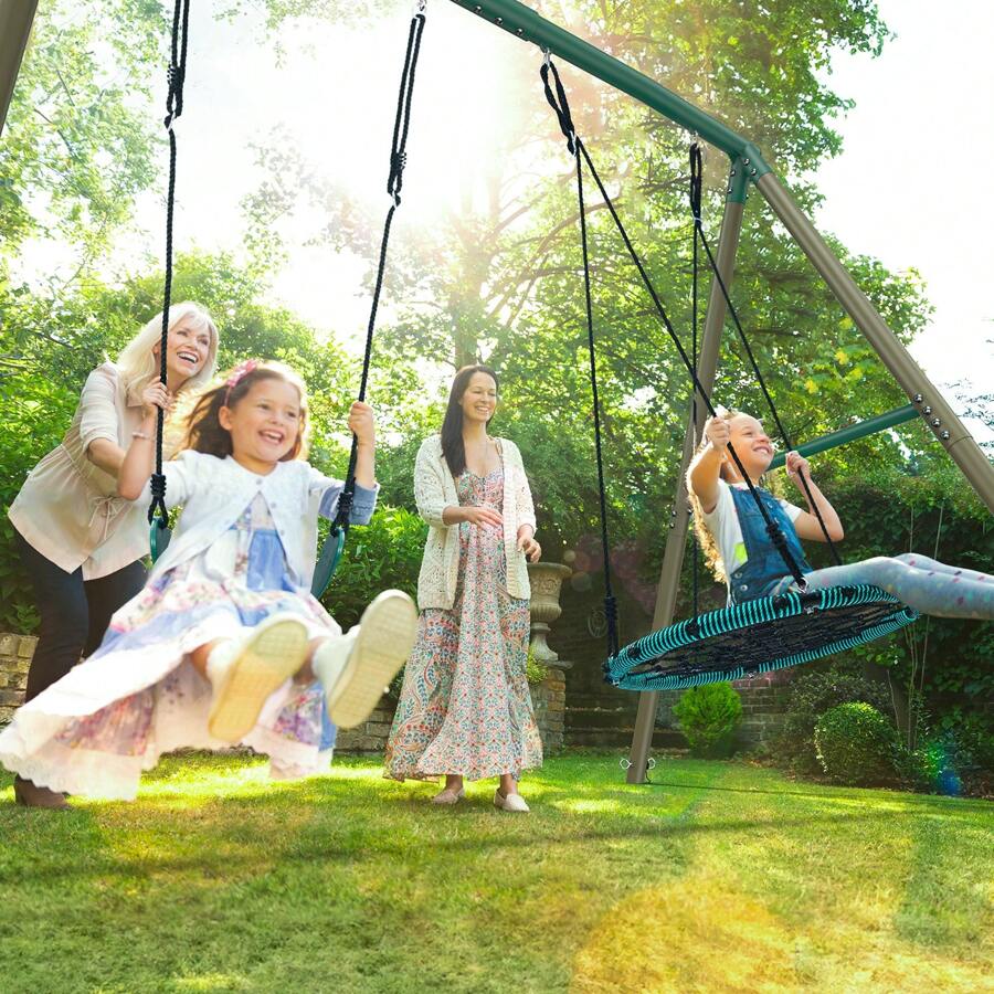 Hapfan 7.5ft Swing Sets For Backyard, 500lbs Heavy Duty Swing Set ...