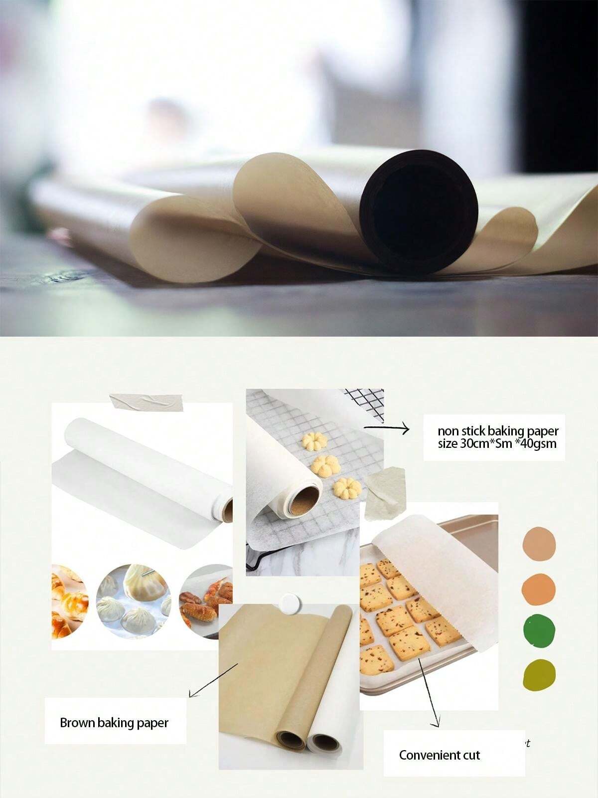 Unbleached Baking Paper Roll For Baking, 30 Cm X10mt, Non-Stick Baking ...