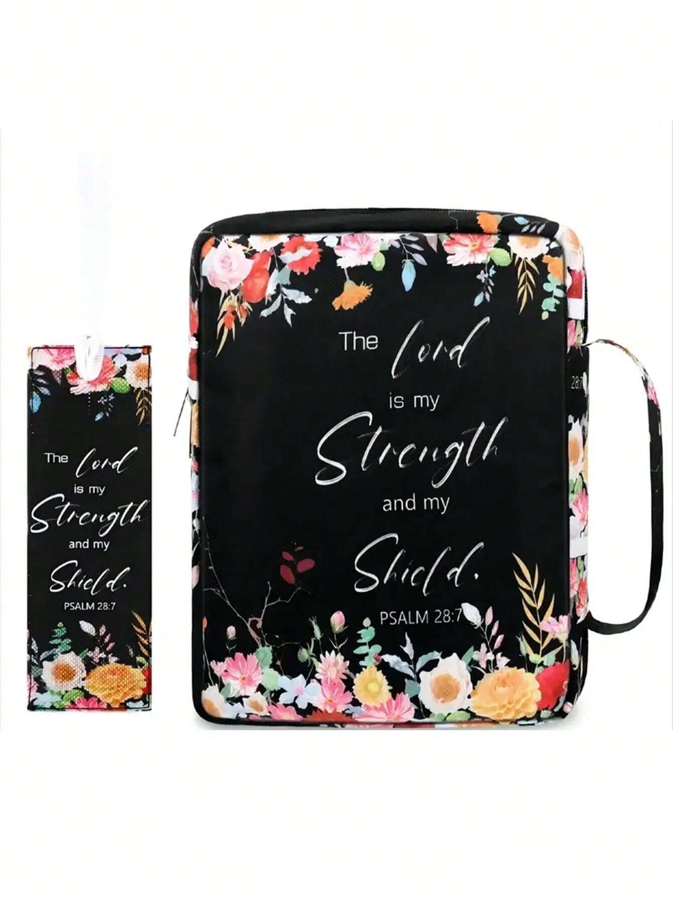 Bible Cover Floral Bible Case With Handle And Zippered Back Pocket 10 ...