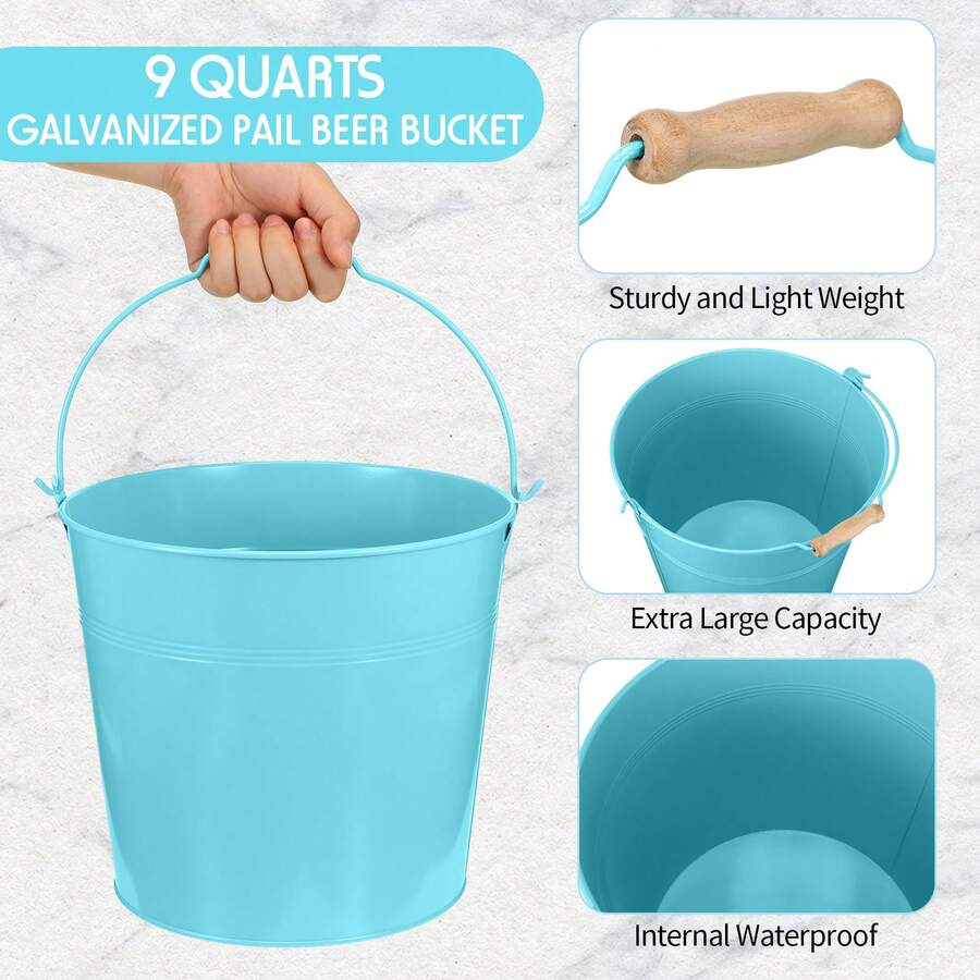 12 Pcs Large Galvanized Metal Buckets With Handle 10 Inch Heavy Duty ...