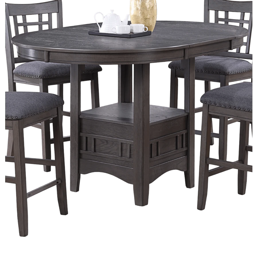 Dining Table Round Counter Height Dining Table W Shelve 1pc Table Only ...