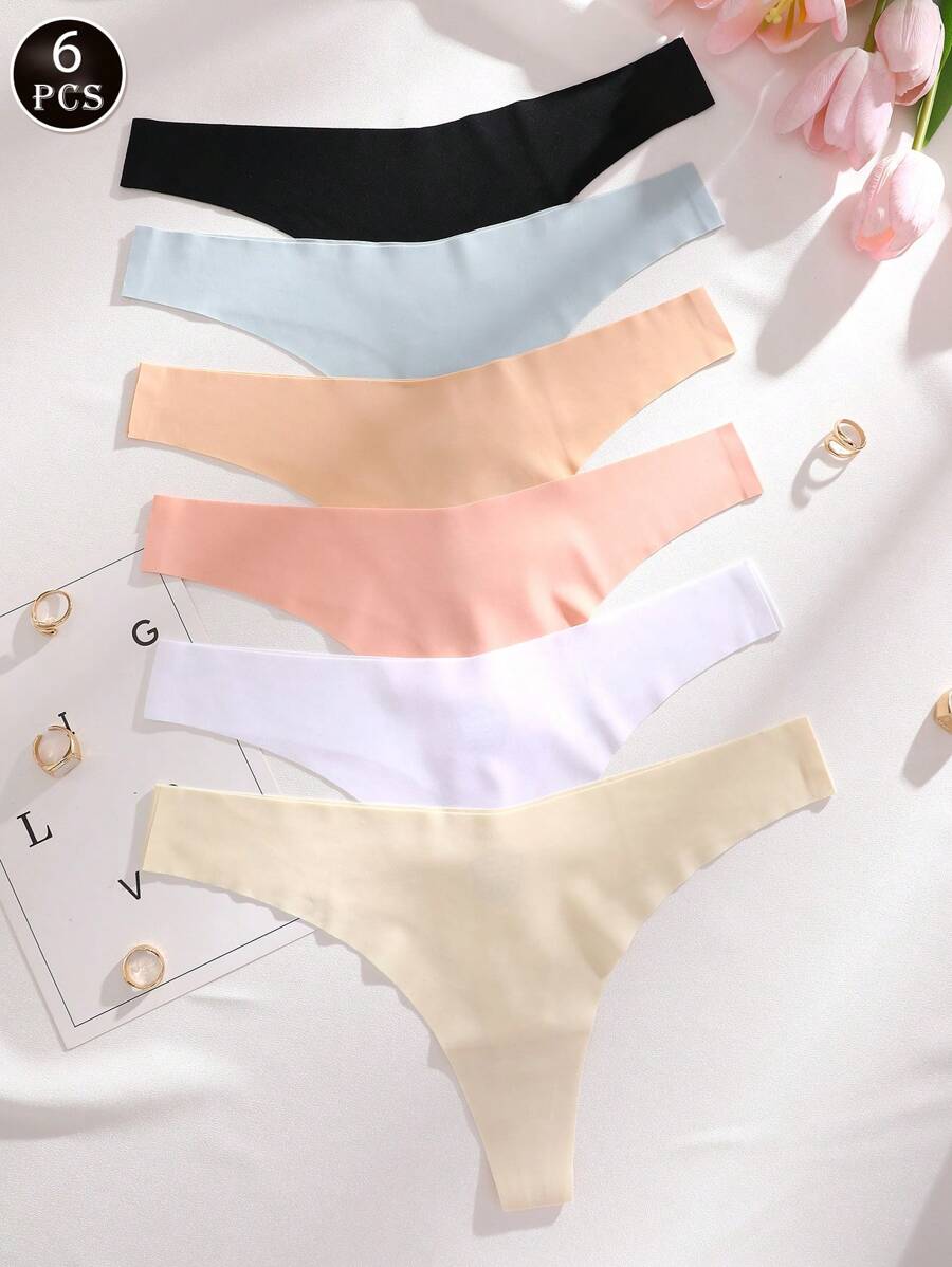 6pcs/Pack Women V-Line Waist Design Multi-Color Seamless Breathable Low ...