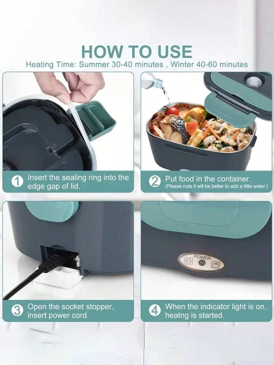 Electric Lunch Box Food Warmer - Herrfilk Portable Food Heater For Car ...