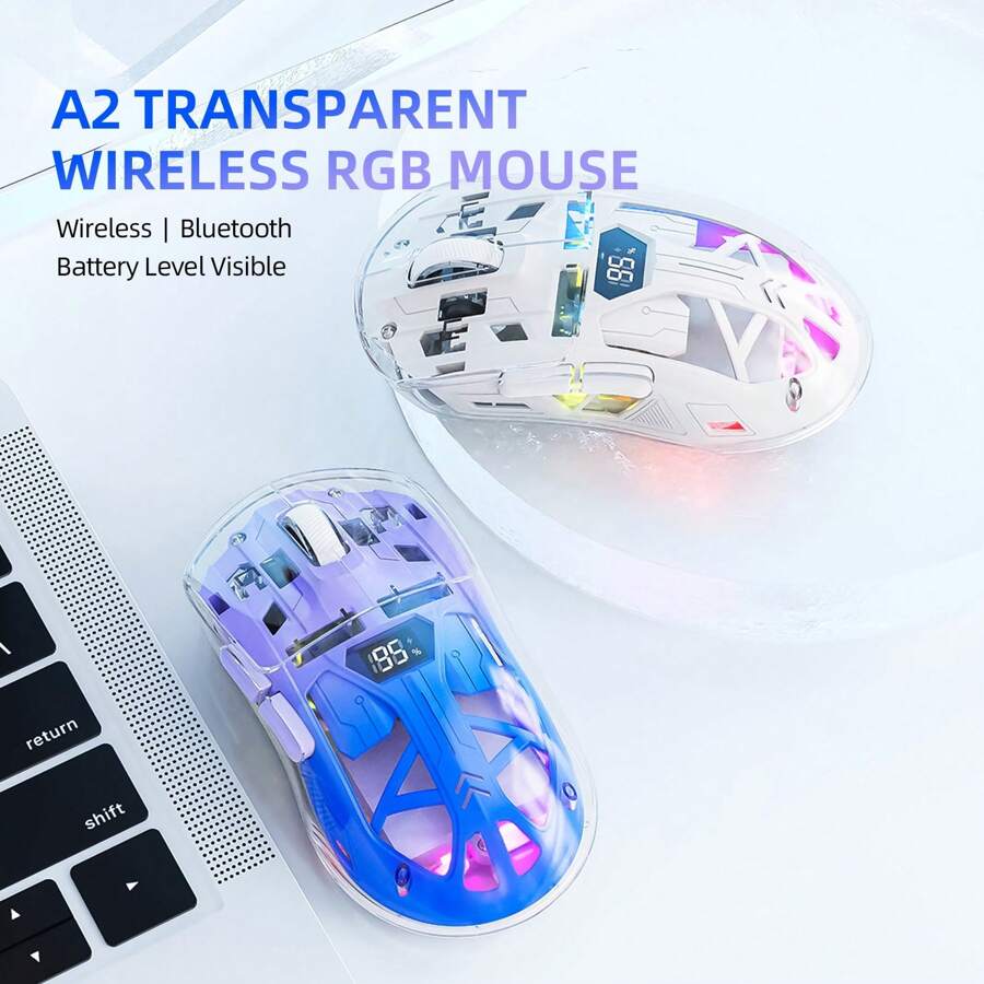 A2 Transparent RGB Wireless Mouse With Battery Level Display | SHEIN ...