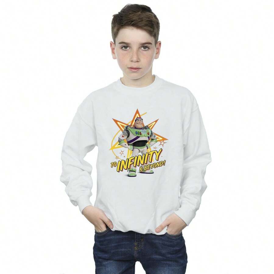 Disney Boys Toy Story Buzz To Infinity Sweatshirt (White) | SHEIN USA