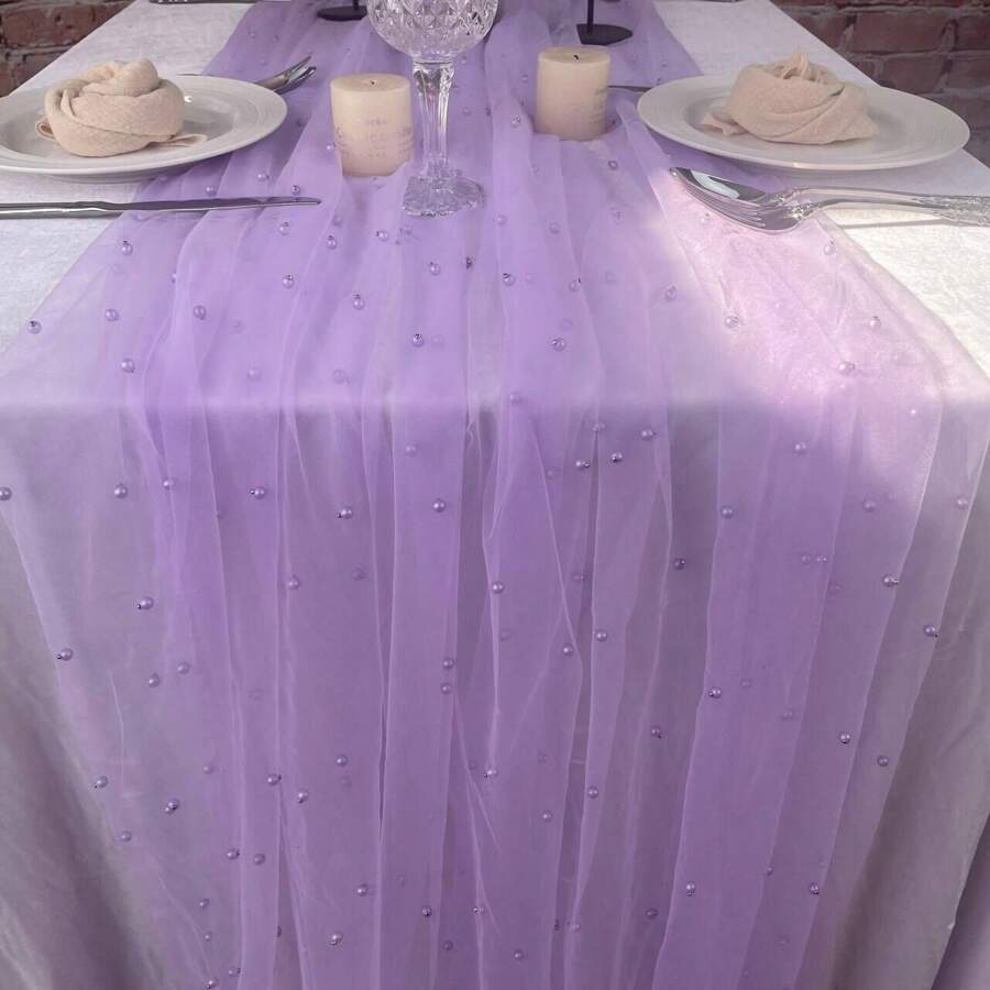 Elegant 4pcs Pearl Table Runner Set, 6.5ft - Ideal For Weddings ...