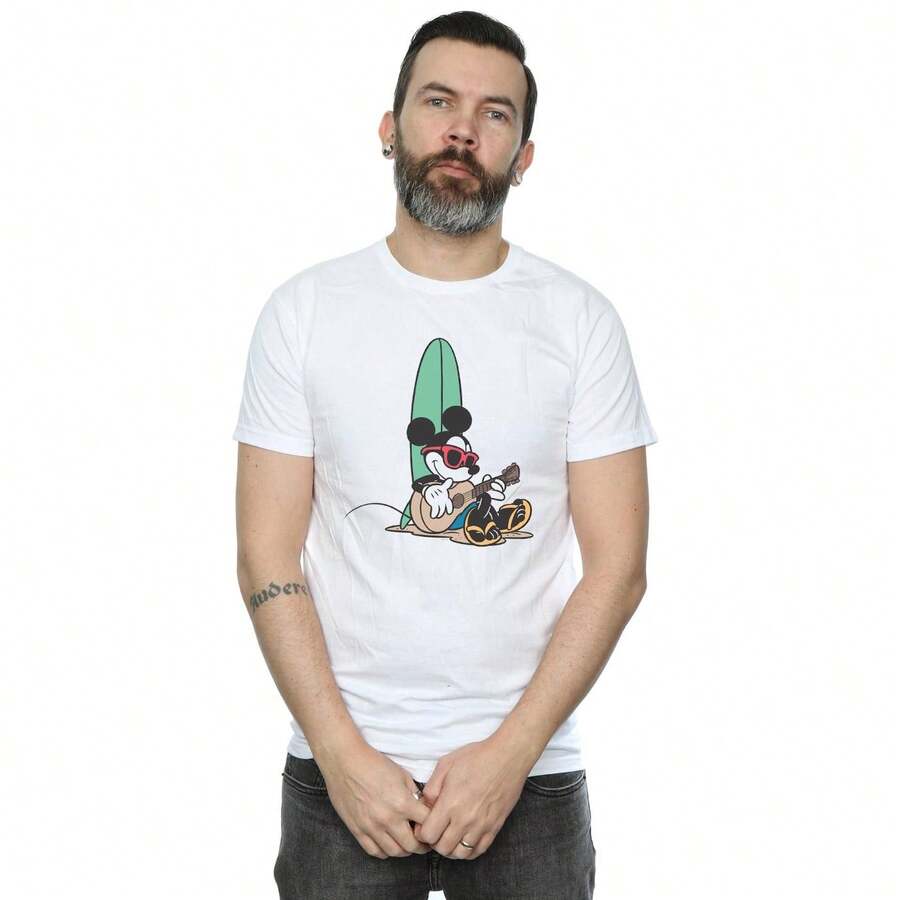 Disney Mens Mickey Mouse Surf And Chill T-Shirt (White) | SHEIN USA