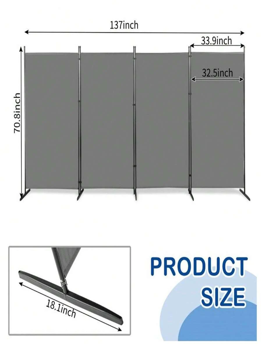 4-Panel Room Partition Folding Privacy Portable Partition Screen ...