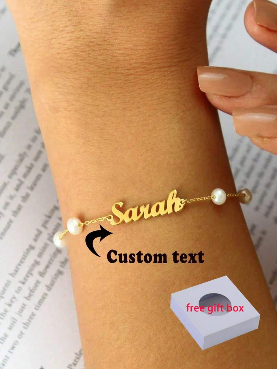 1Pc Custom Birthstone Pearls Name Bracelets For Women Girl Jewelry ...