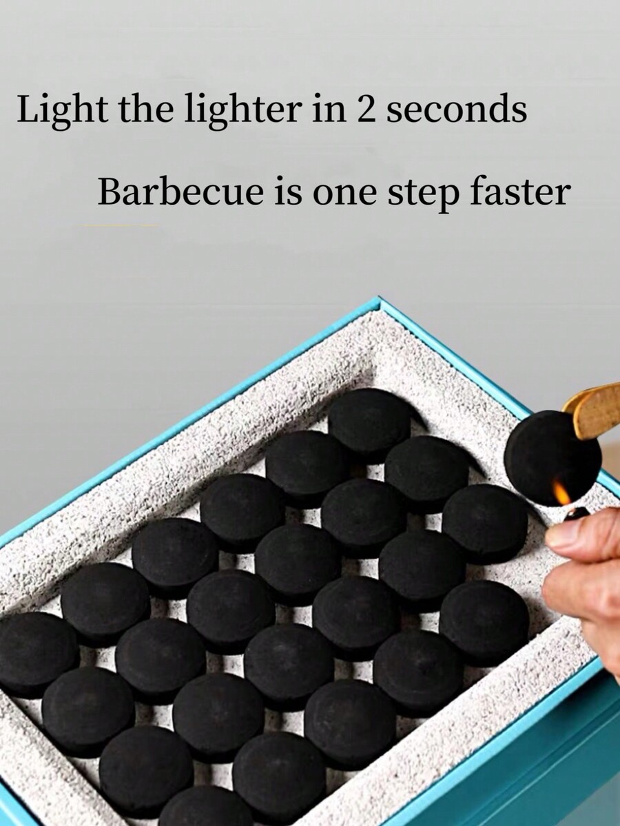 10/50/100pcs,Black/Gold Flammable Carbon, Fruit Wood Charcoal, Heating, Smokeless, Odorless ...