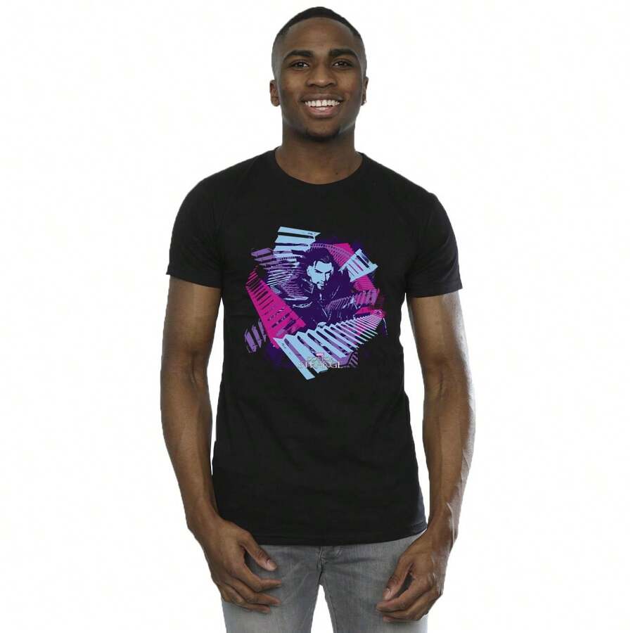 Mens Doctor Strange Stairs T-Shirt (Black) | SHEIN USA