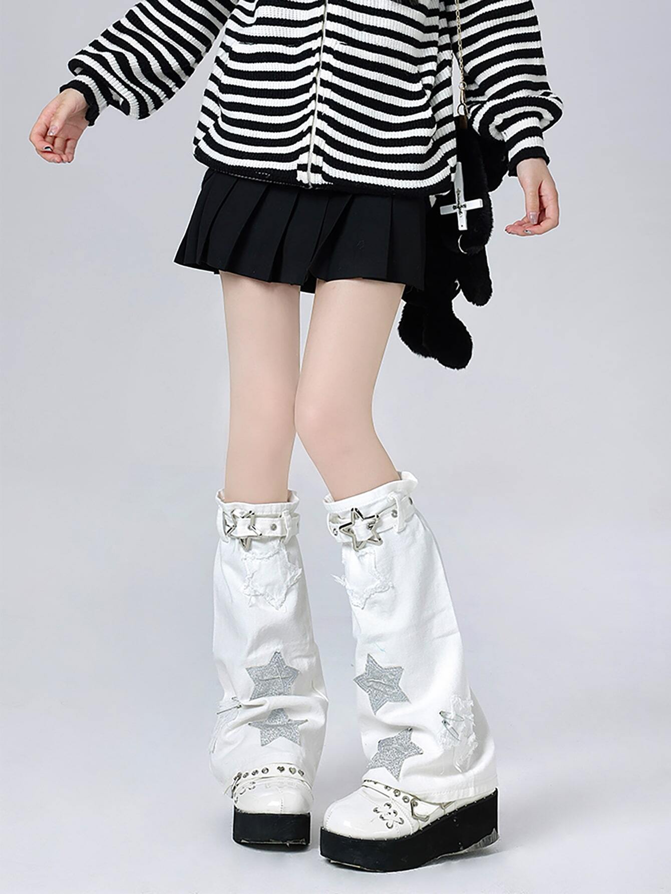 Dark-Colored Y2K Punk Style Star Leather Buckle Belt, Dragging Pants ...