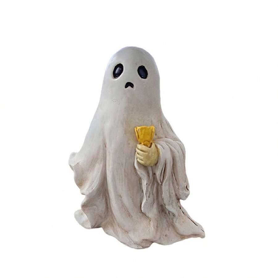 Generic Halloween Ghost Figurine Spooky Candle Flower Swing Ghost Resin ...
