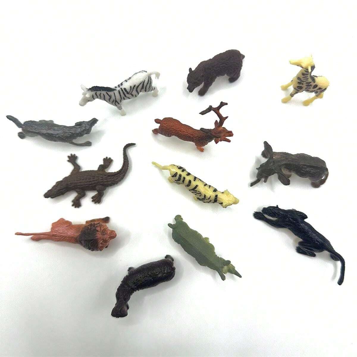 12pcs Mini Forest Animal Figurines - Habitat Micro Simulation PVC North ...