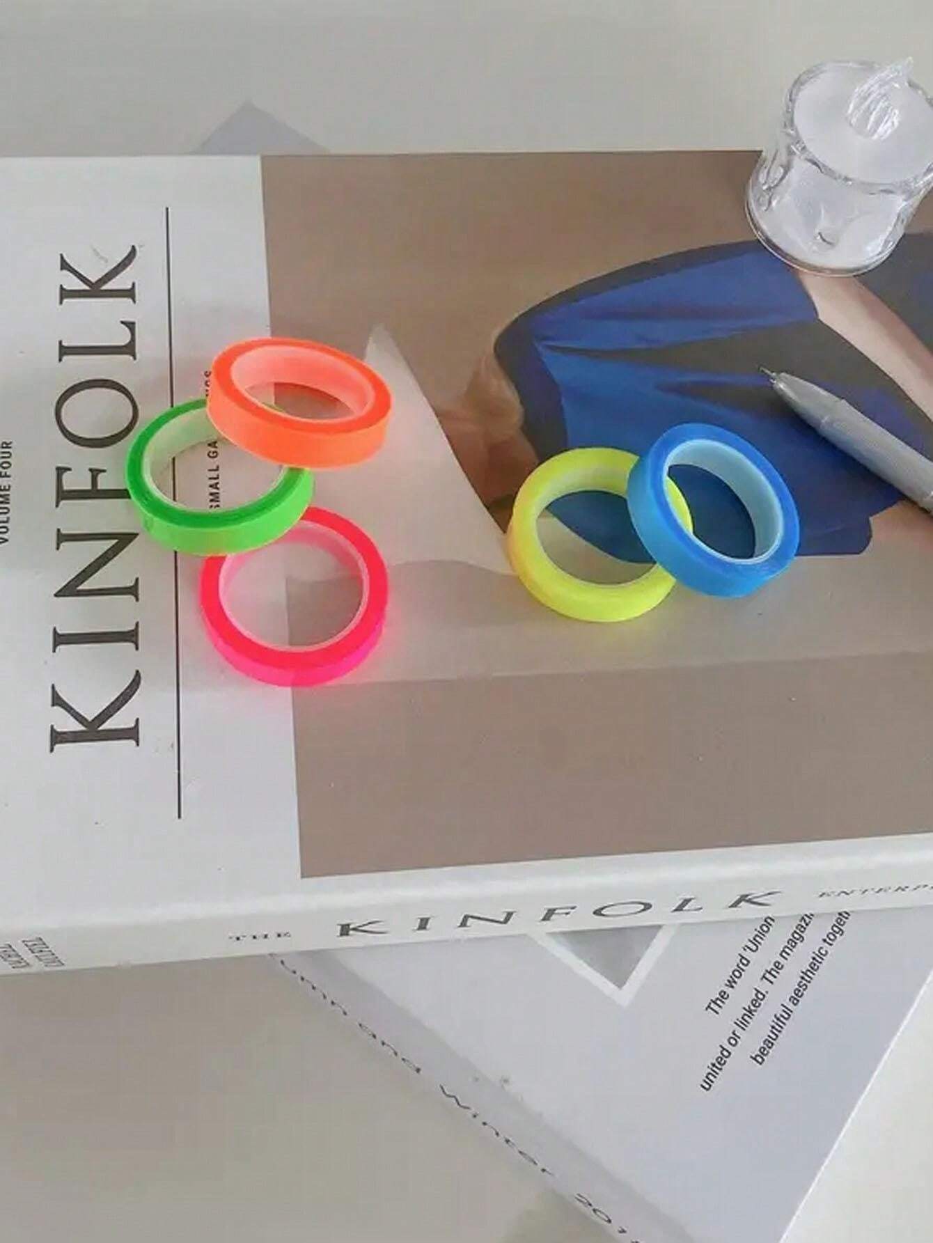 10 Rolls Assorted Fluorescent Memo Sticky Notes, Transparent Removable ...