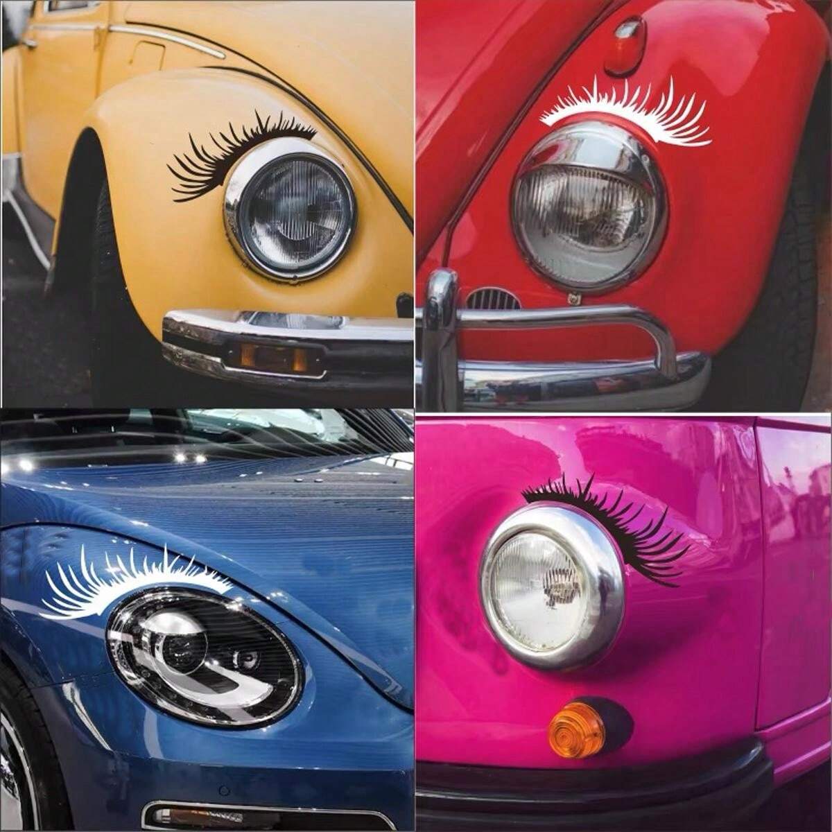 2pcs/Set Eyelash Design Car Headlight Stickers, Cute & Sexy, Scratch ...