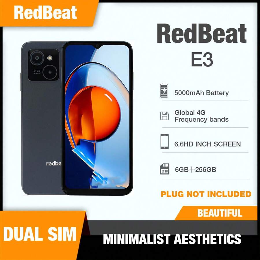 redbeat E3 Android Smartphone 2024, 6.56-Inch LCD Touchscreen, 6GB Expandable RAM, 256GB Storage ...