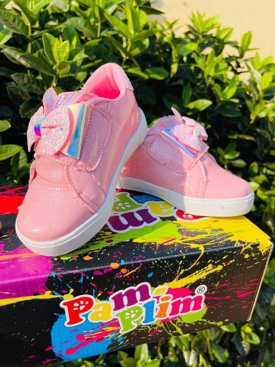Girls' Casual Sneakers With Pink Glitter Pam Plim Shoes | SHEIN USA