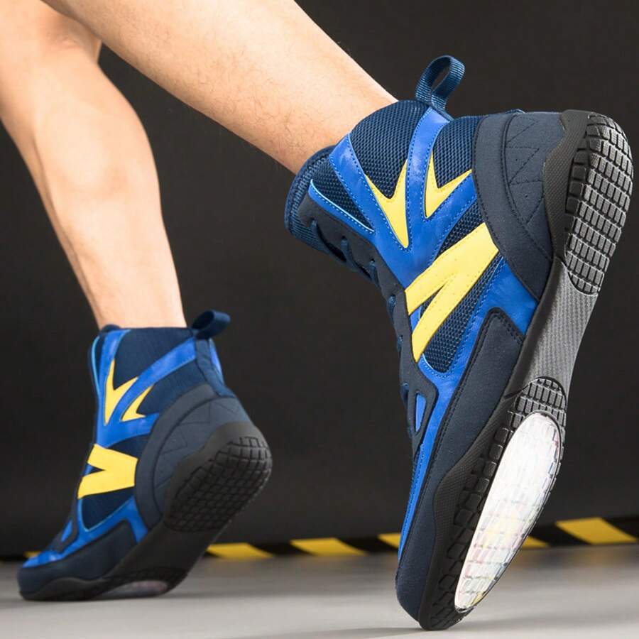 1 Pair Professional Wrestling Shoes, High-Top Combat Boxing Shoes ...