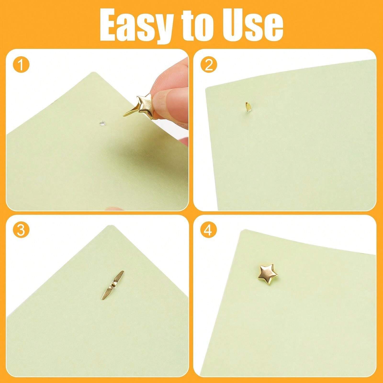 200Pcs Pattern Clips Fasteners, Pentagram Shaped Mini Brads, Metal ...