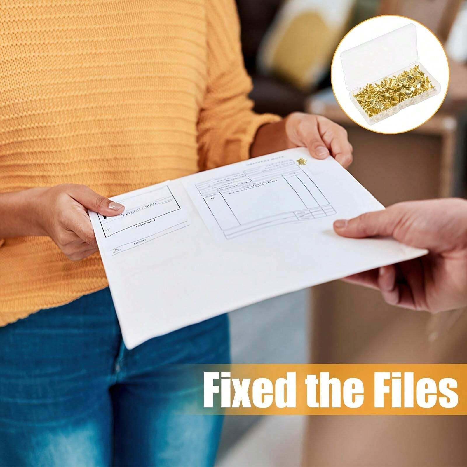 200Pcs Pattern Clips Fasteners, Pentagram Shaped Mini Brads, Metal ...