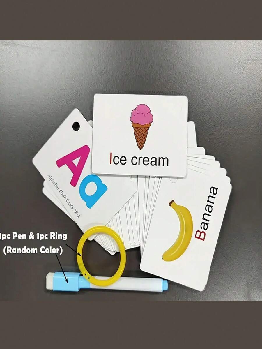 1 Set Of 26pcs Children Early Education English Alphabet Cartoon Learning Wipe-Clean Memory ...